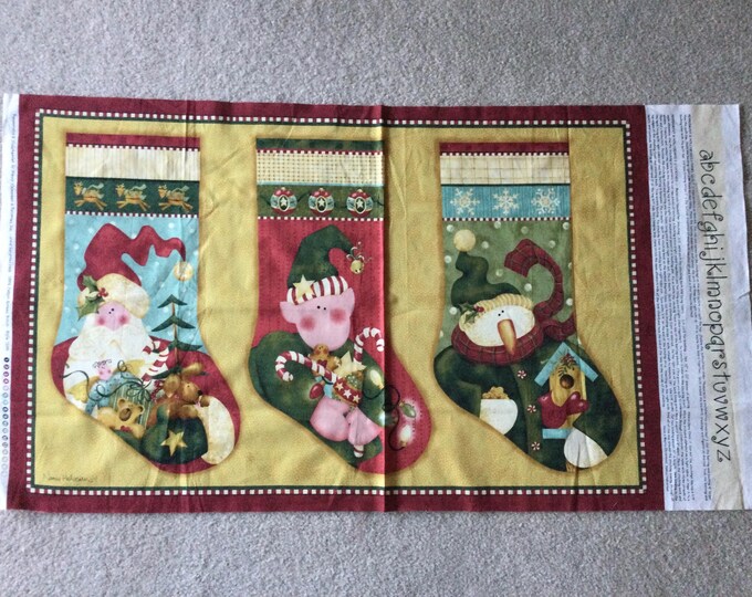 Stockingtrio- Peppermint and Hollyberries by Nancy Halvorsen for Benartex/3 Preprinted Stocking ...