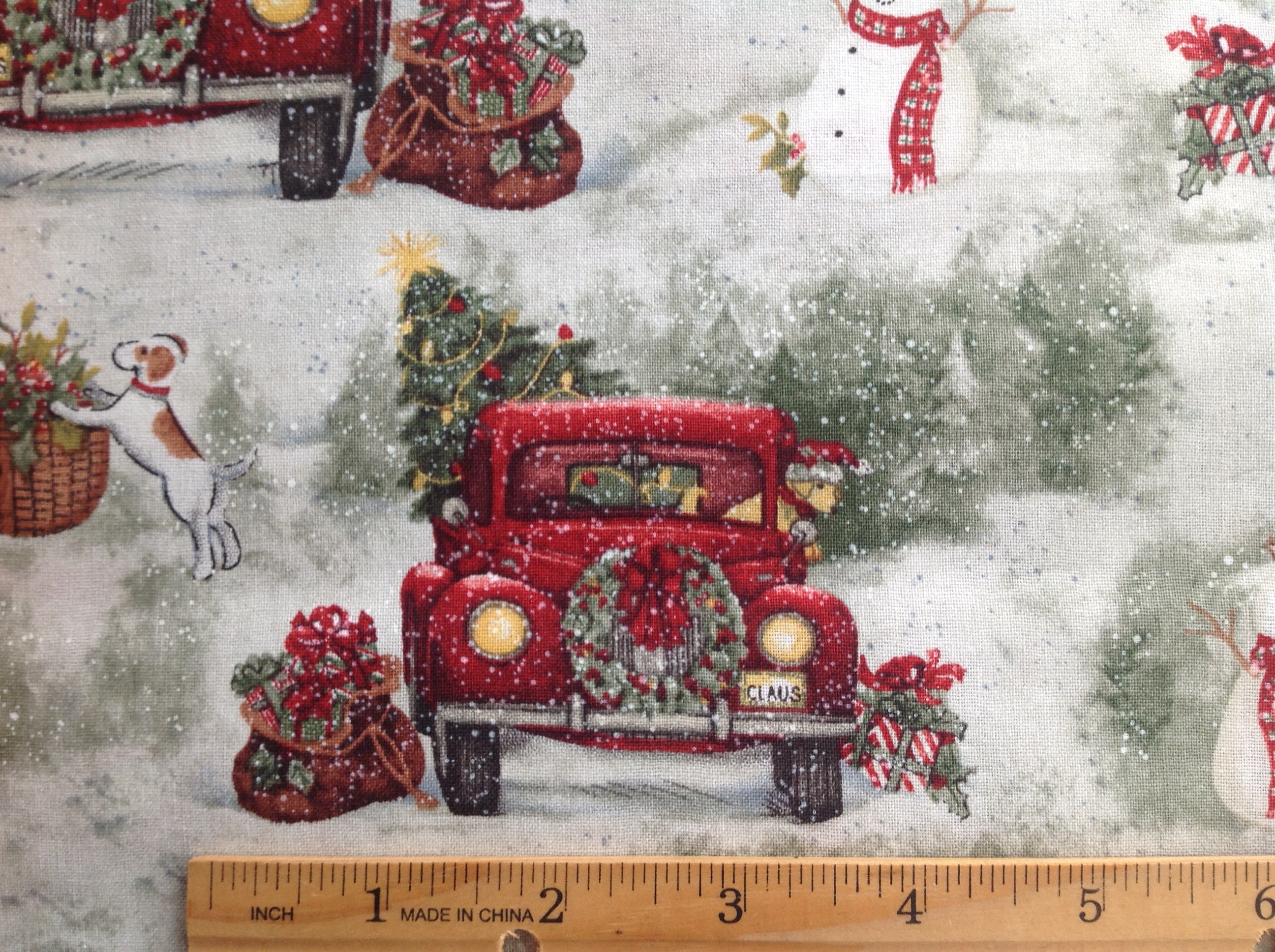 Country Drive by Susan Winget/red Pickup Truck/dog/bag of Gifts/christmas Tree/wreath/snowman ...