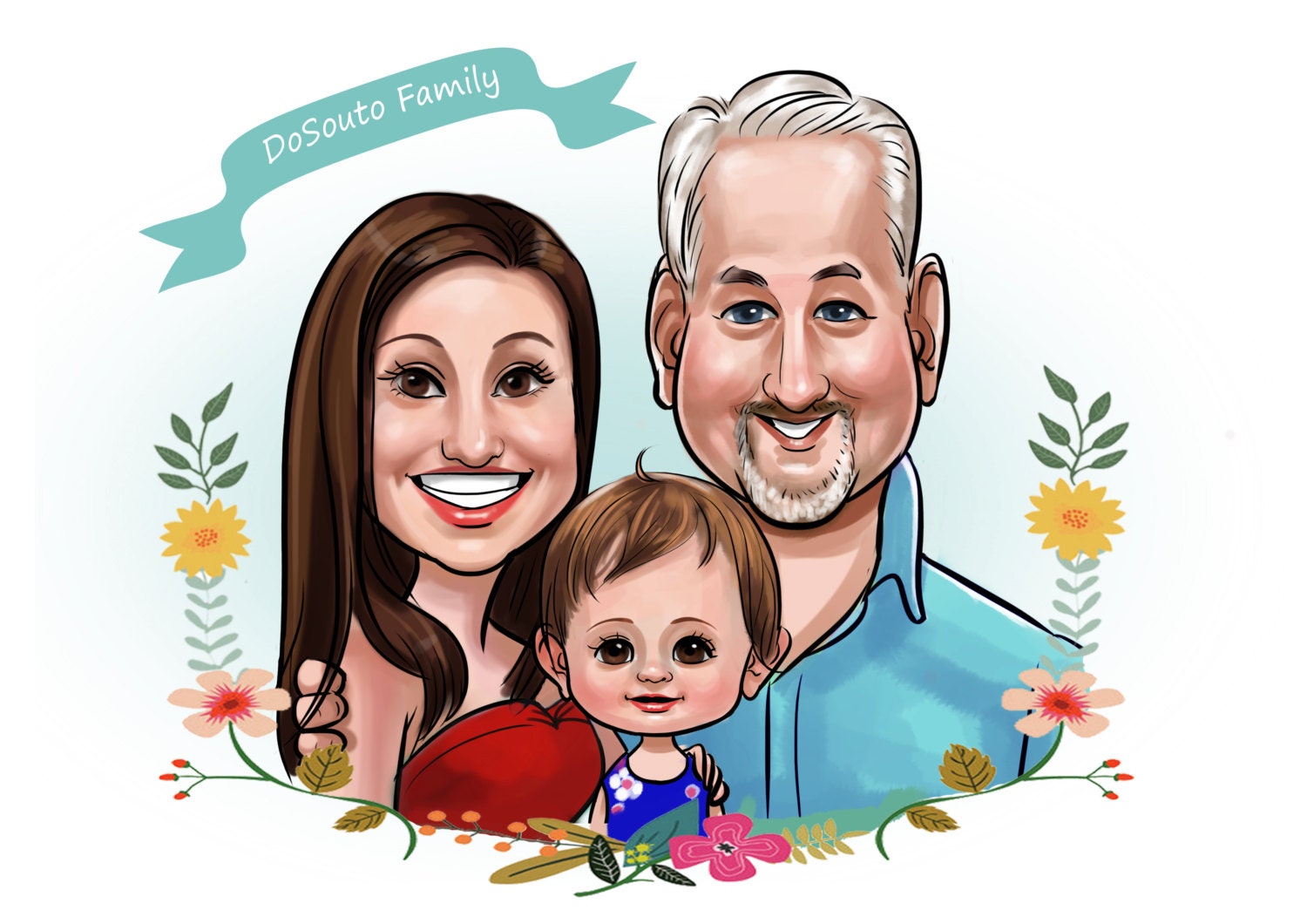 Digital Custom Family Portrait Illustration/ Cartoon Family | Etsy