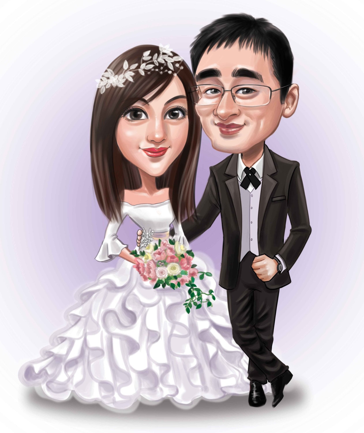 Wedding Caricature/ Custom & Personalized Wedding Cartoon Portrait ...