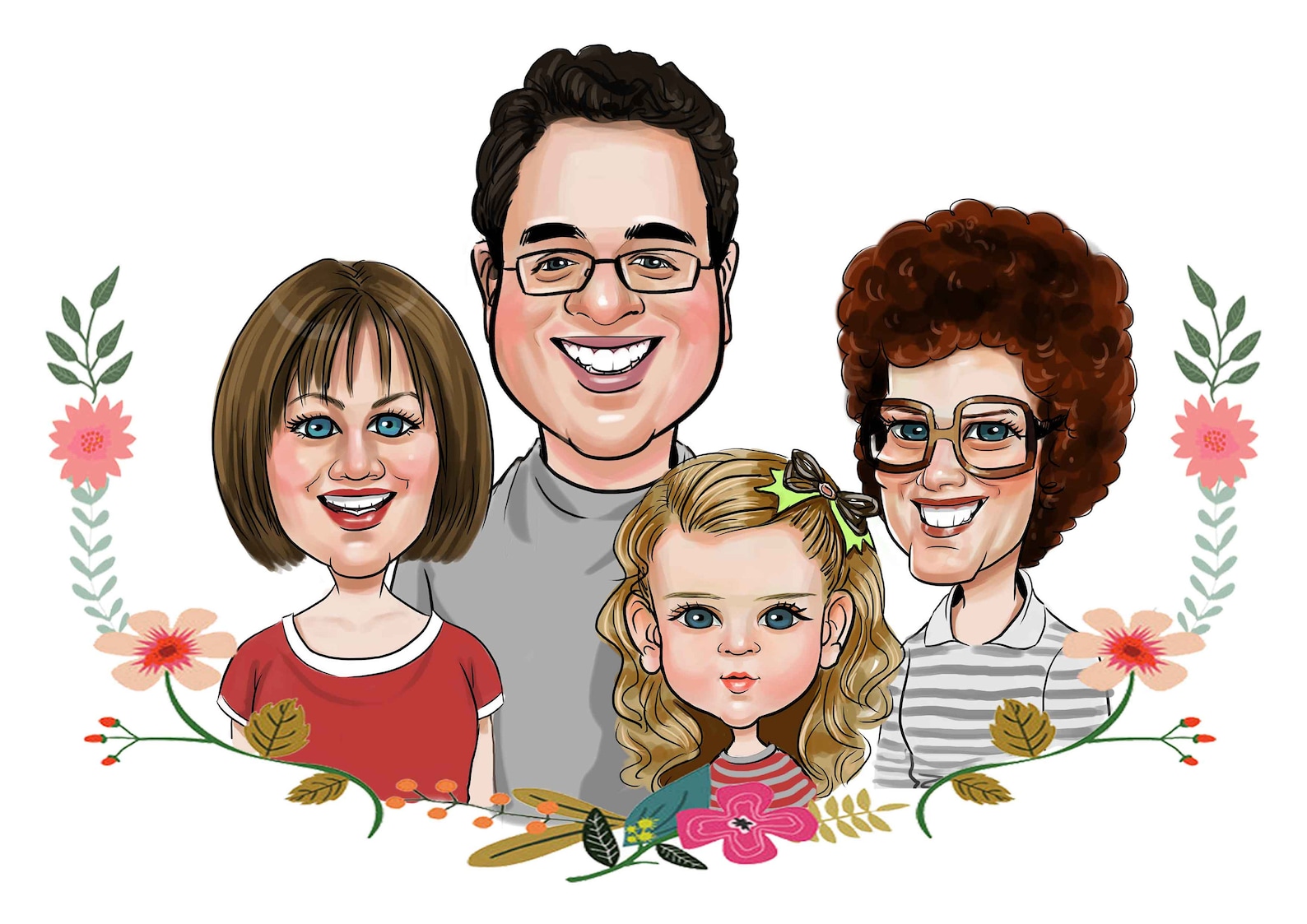 Digital Custom Family Portrait Illustration/ Cartoon Family - Etsy