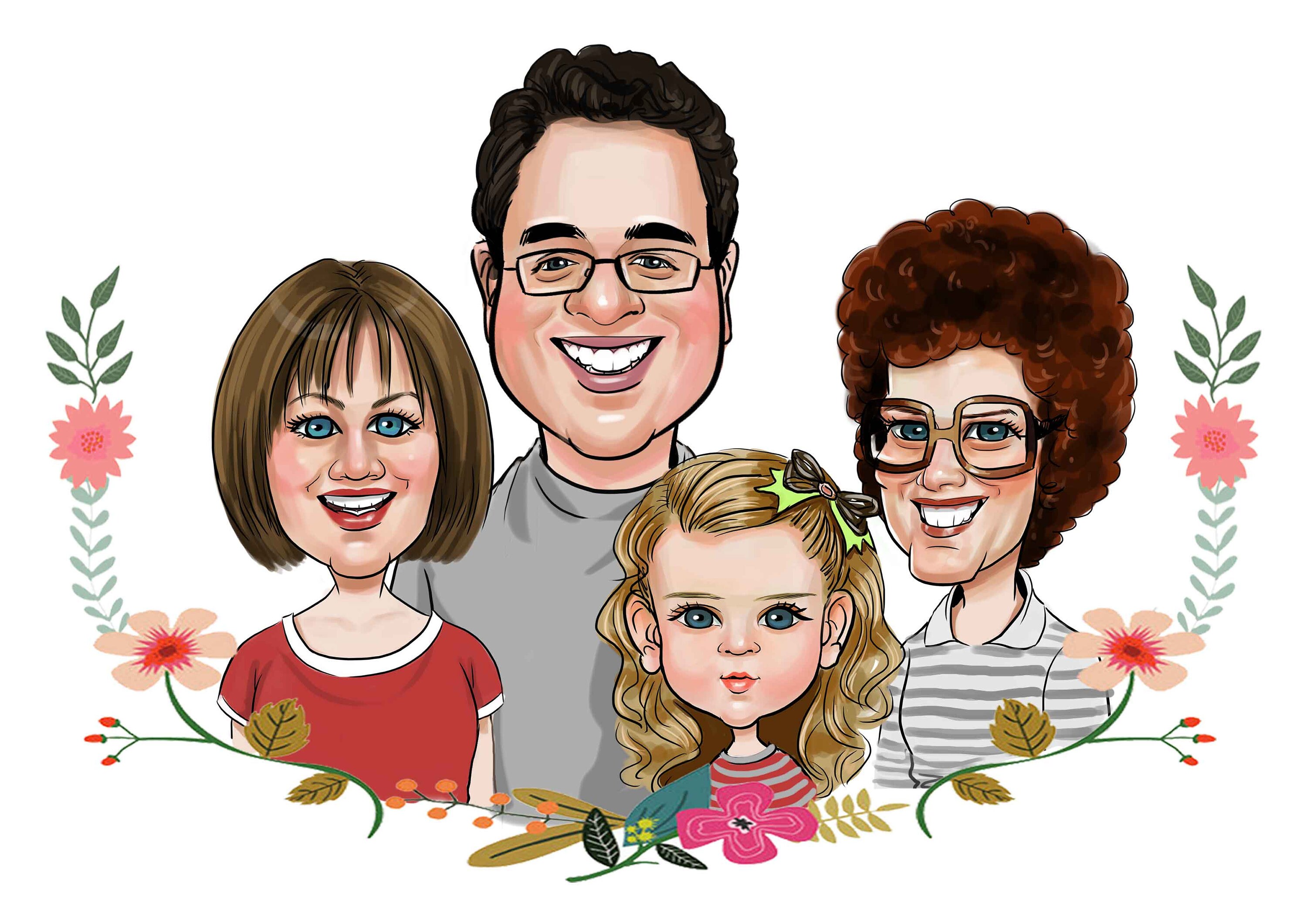 Digital Custom Family Portrait Illustration/ Cartoon Family | Etsy
