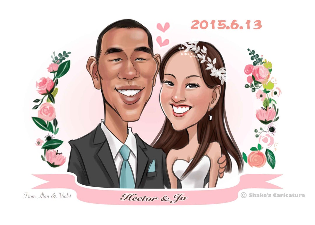 Custom Personalized Wedding/couple Cartoon Portrait Caricatures, Custom ...