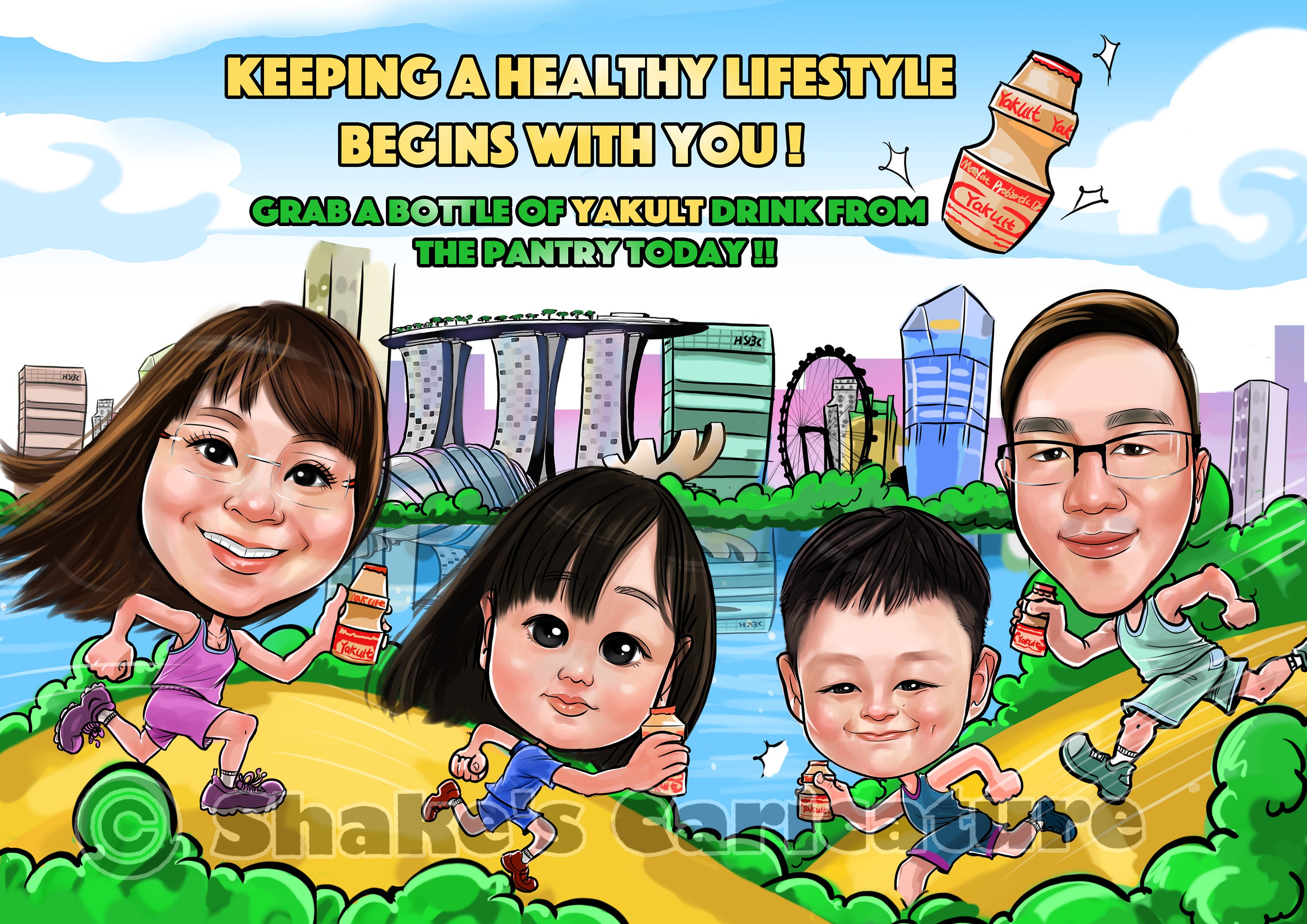 Family Portrait/ Digital Custom Family Caricature/ Personalized Family ...