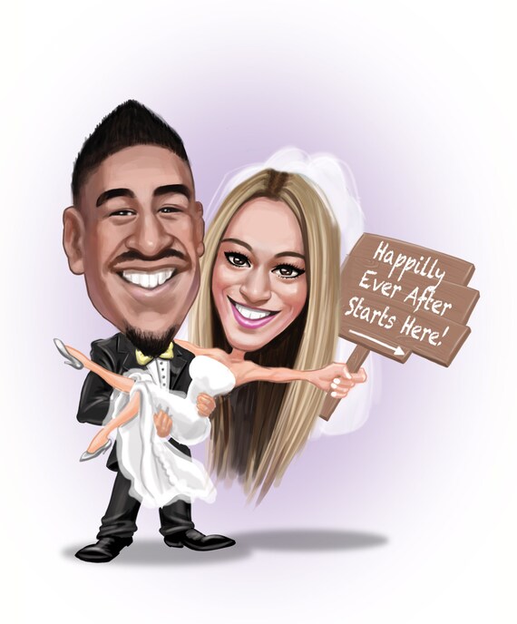Caroon Portrait Wedding Gift Wedding Caricature From Photos Cartoon ...