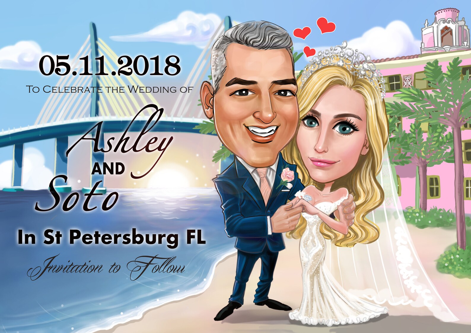 Custom Personalized Wedding Cartoon Portrait Caricatures/ Unique Gifts ...