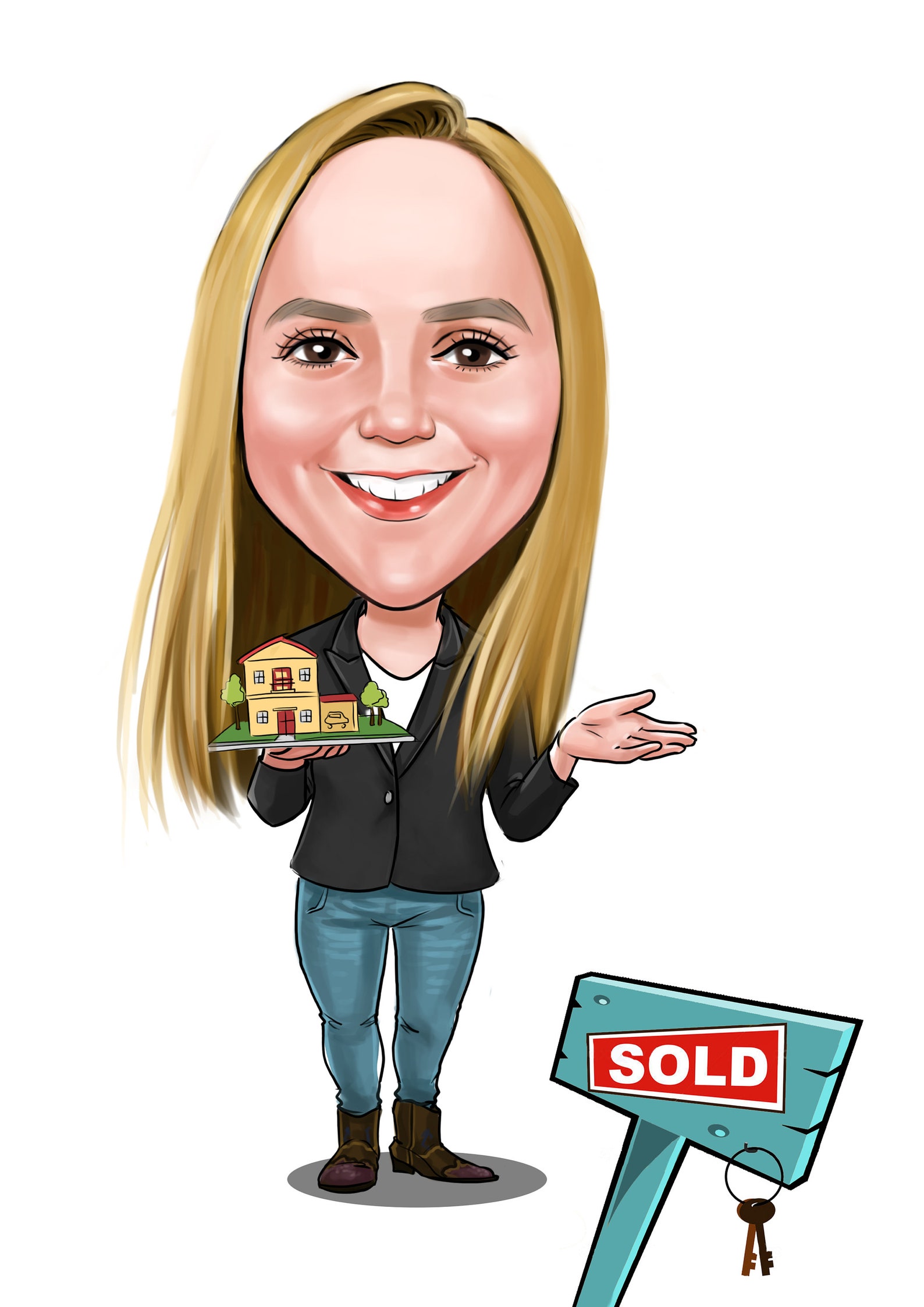 Single Custom Caricatures Illustration From Photos/ Cartoon Portrait ...