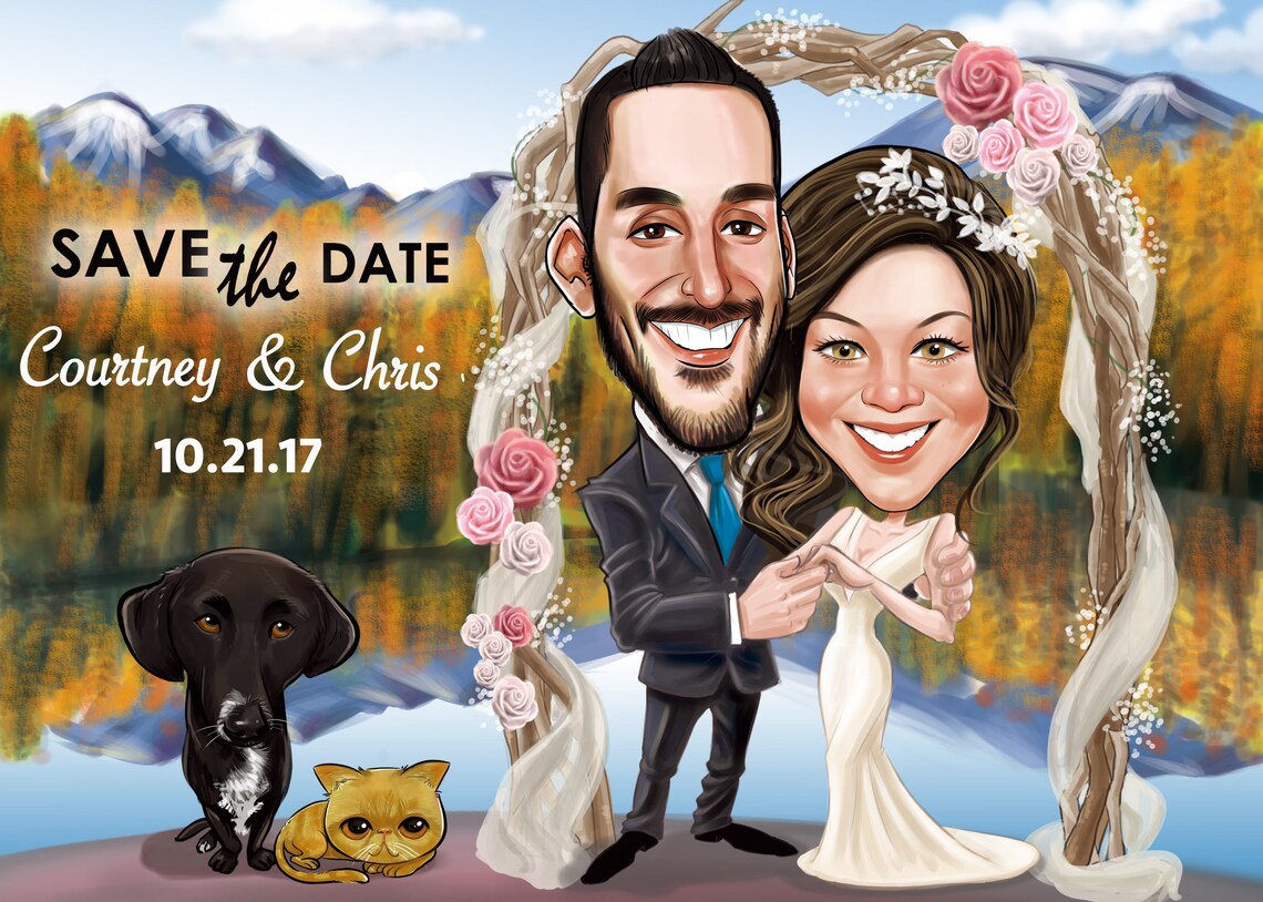 Custom Personalized Wedding Cartoon Portrait Caricatures/ Unique Gifts ...