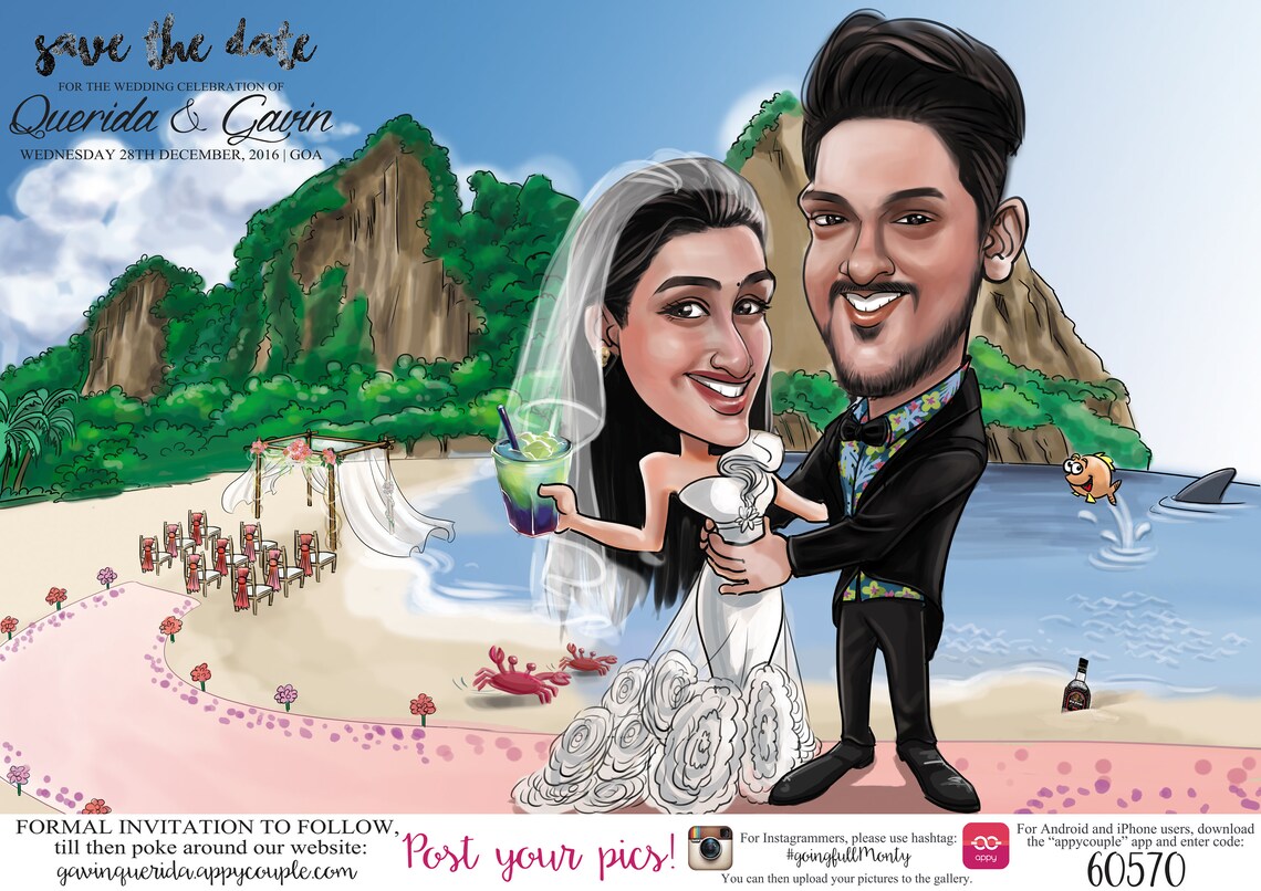 Custom Personalized Wedding Cartoon Portrait Caricatures/ Unique Gifts ...