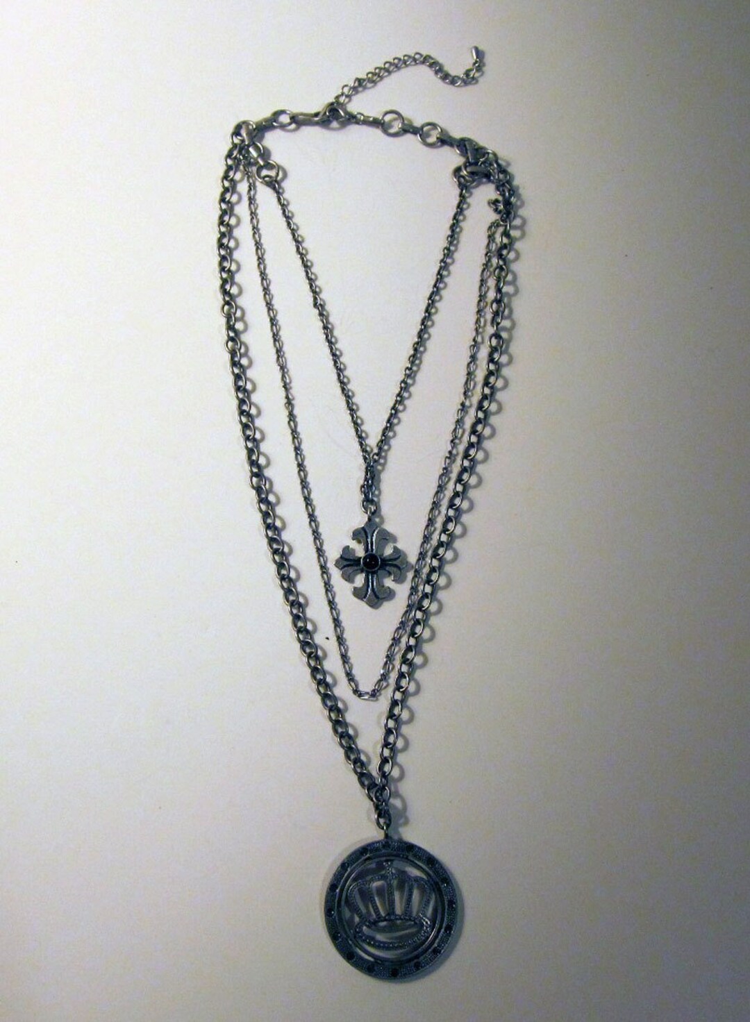 Vintage Goth Style Multi Chain Necklace Holding Pendants of Royal and ...
