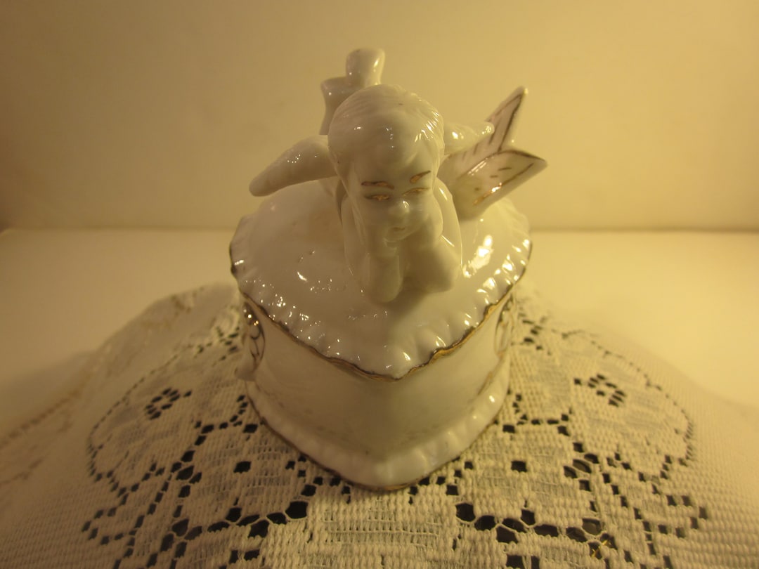 Antique Porcelain Cherub Trinket Box - Etsy