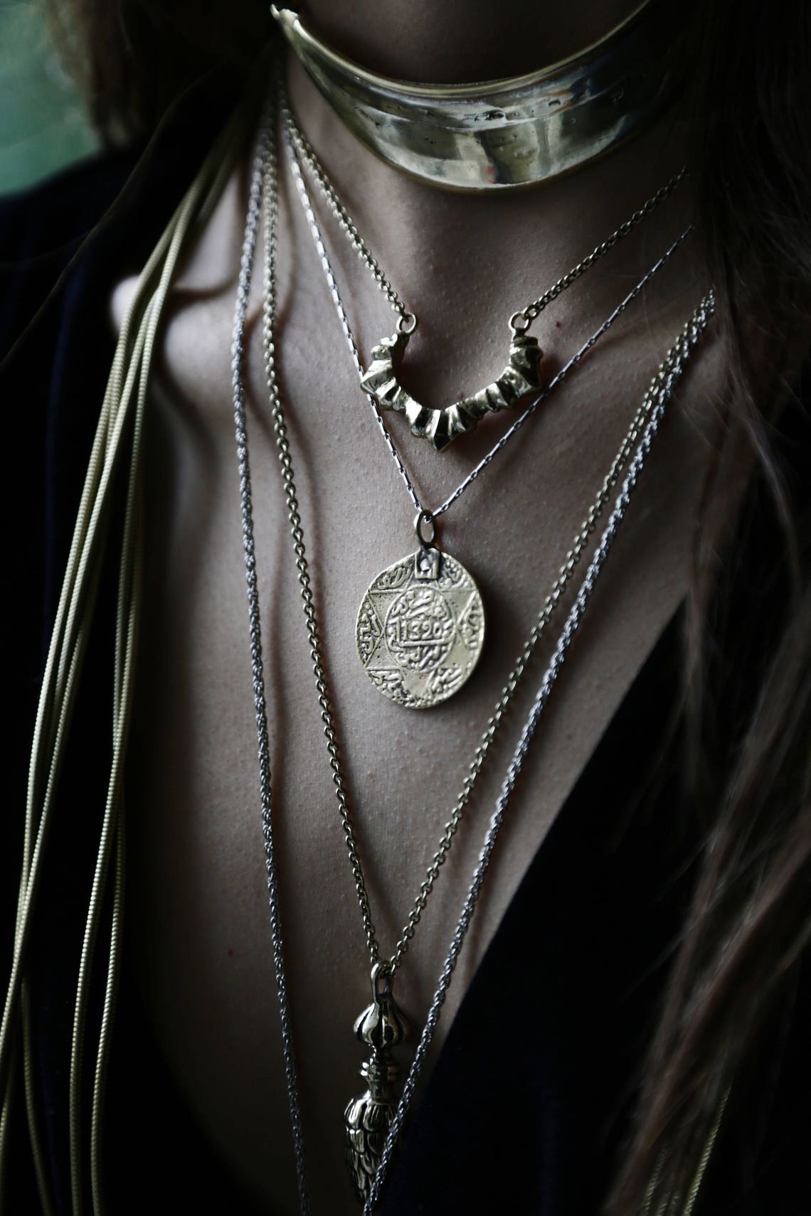 Moroccan Ethnic Coin Gold or Silver Pendant Men and Women - Etsy