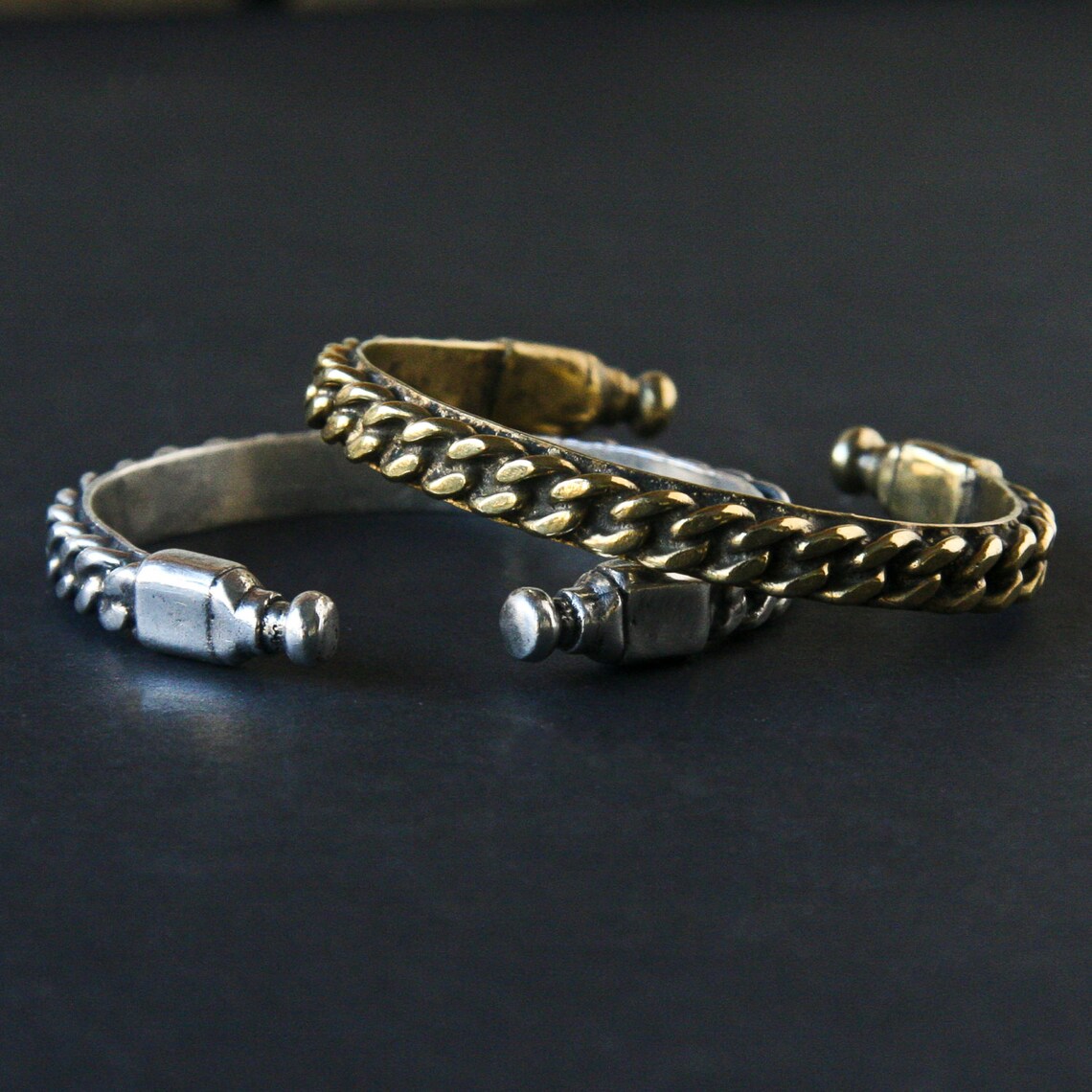 Solid Sterling Silver Chain Cuff Bracelet- Men and Women - Etsy
