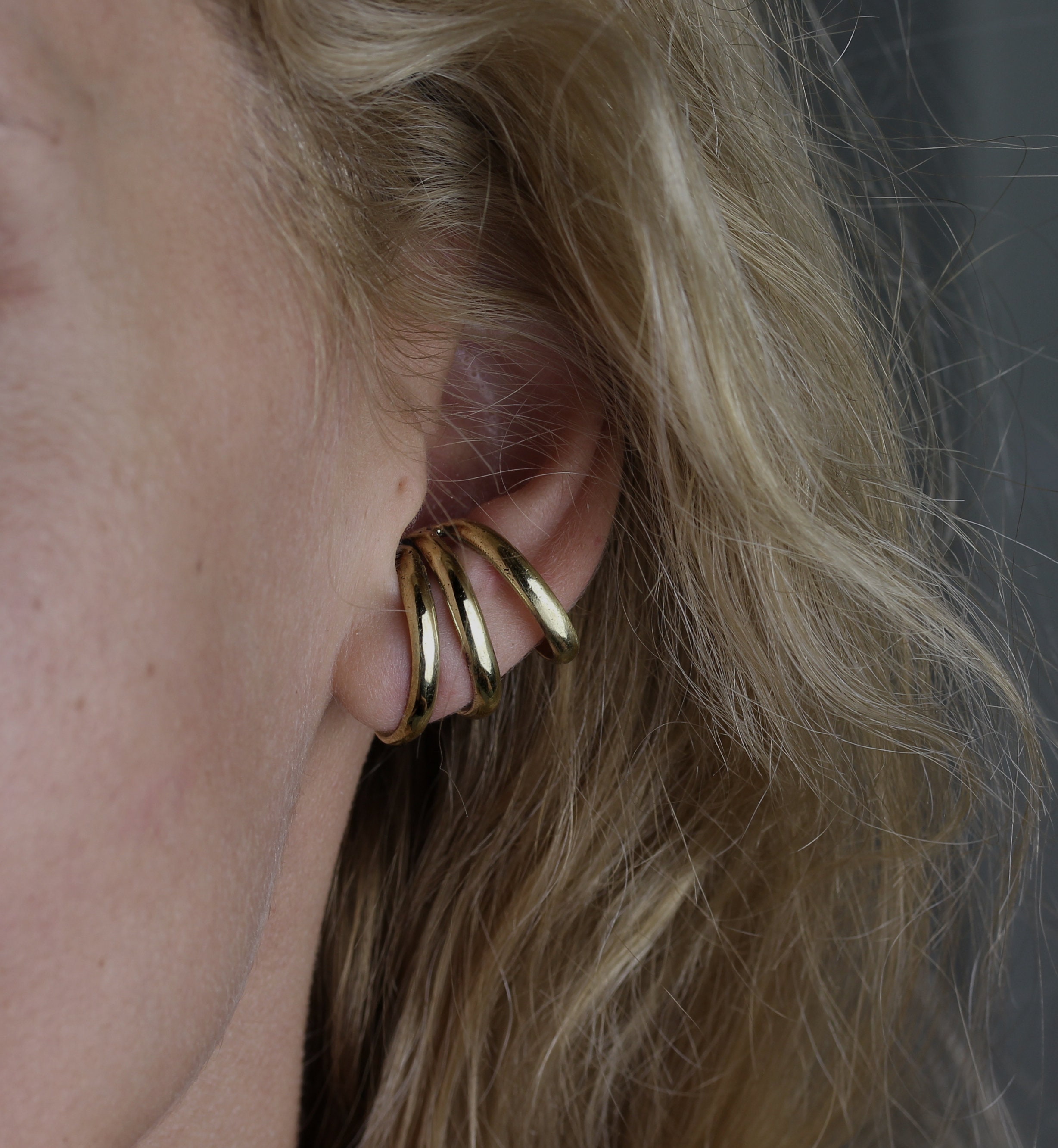 Gold Flow Lobe Earrings Made in Bronze for Pierced Ears | Etsy