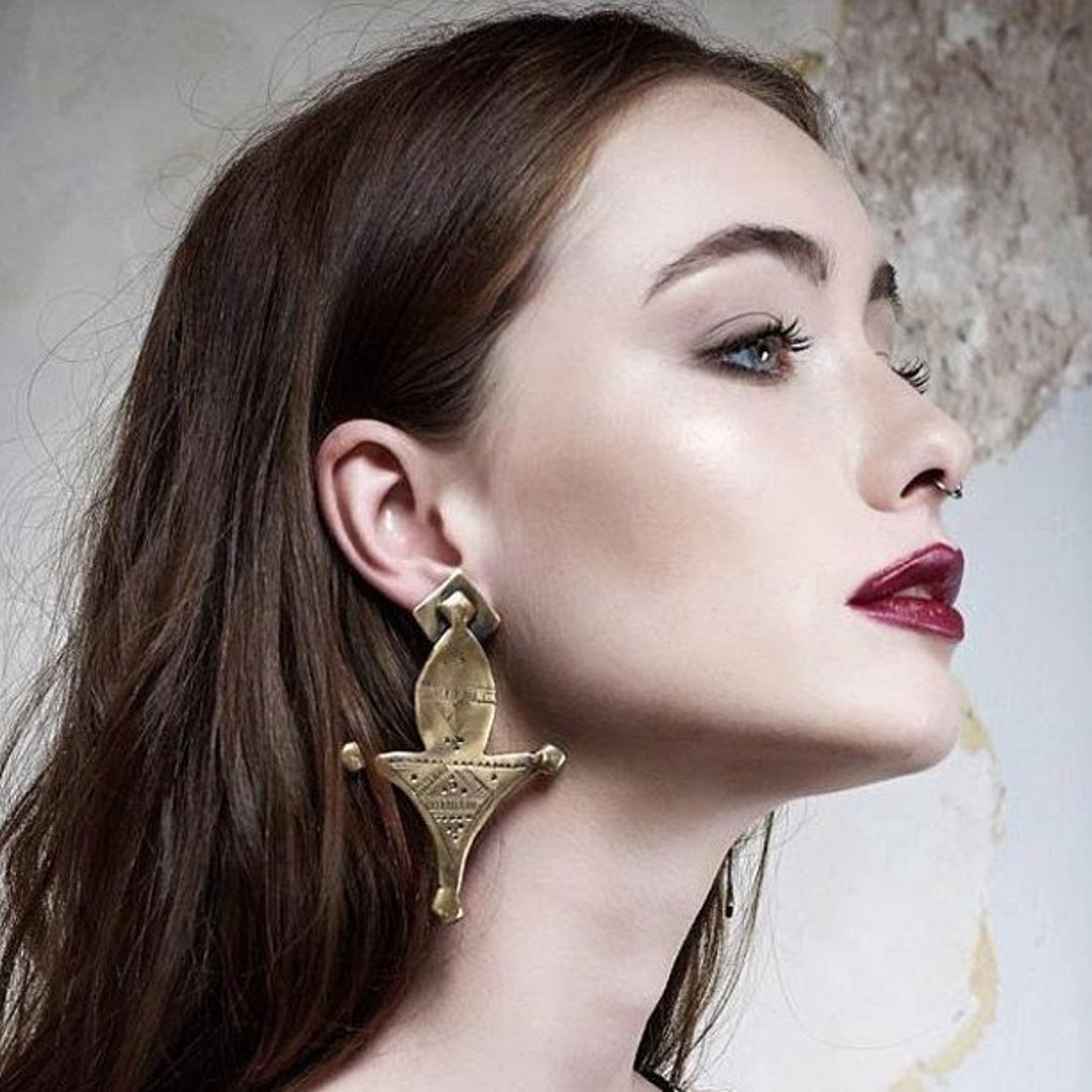 Ethnic Moroccan Style Silver or Gold Engraved Earrings Boho Antique ...