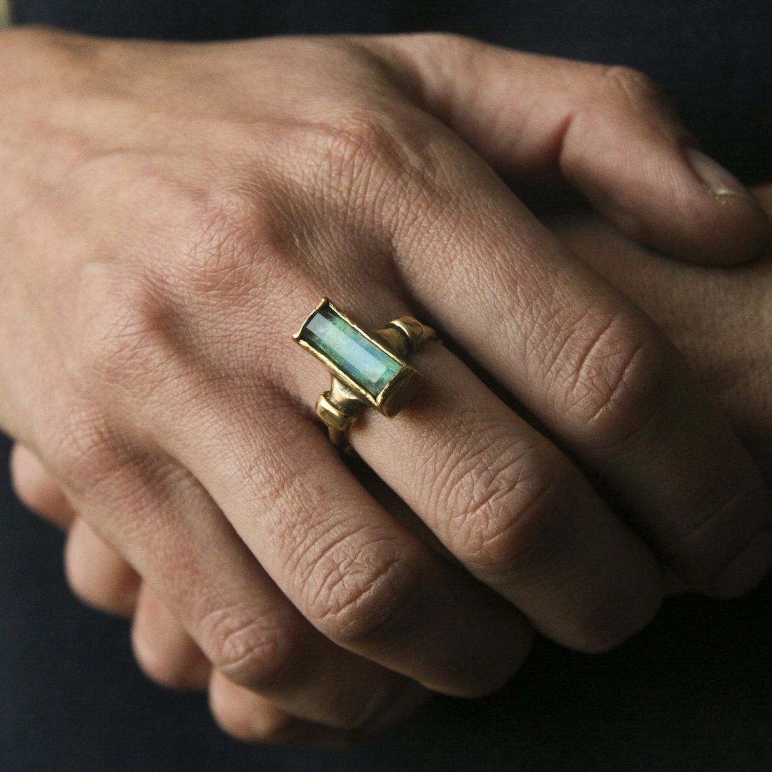 Chrysocolla Quartz Ring: Antique Style Bronze, Sterling Silver, or Gold ...