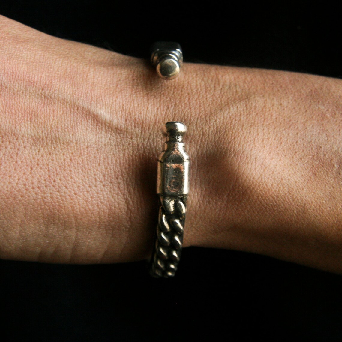 Solid Sterling Silver Chain Cuff Bracelet Men and Women | Etsy