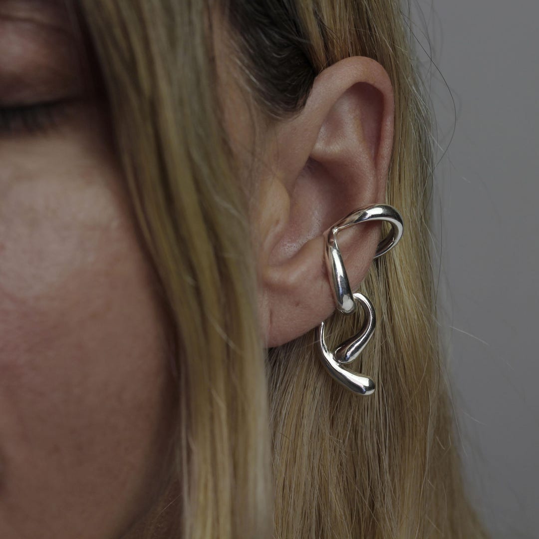 Echo Sterling Silver Ear Cuffs: Minimalist Helix Wrap Earrings - Etsy