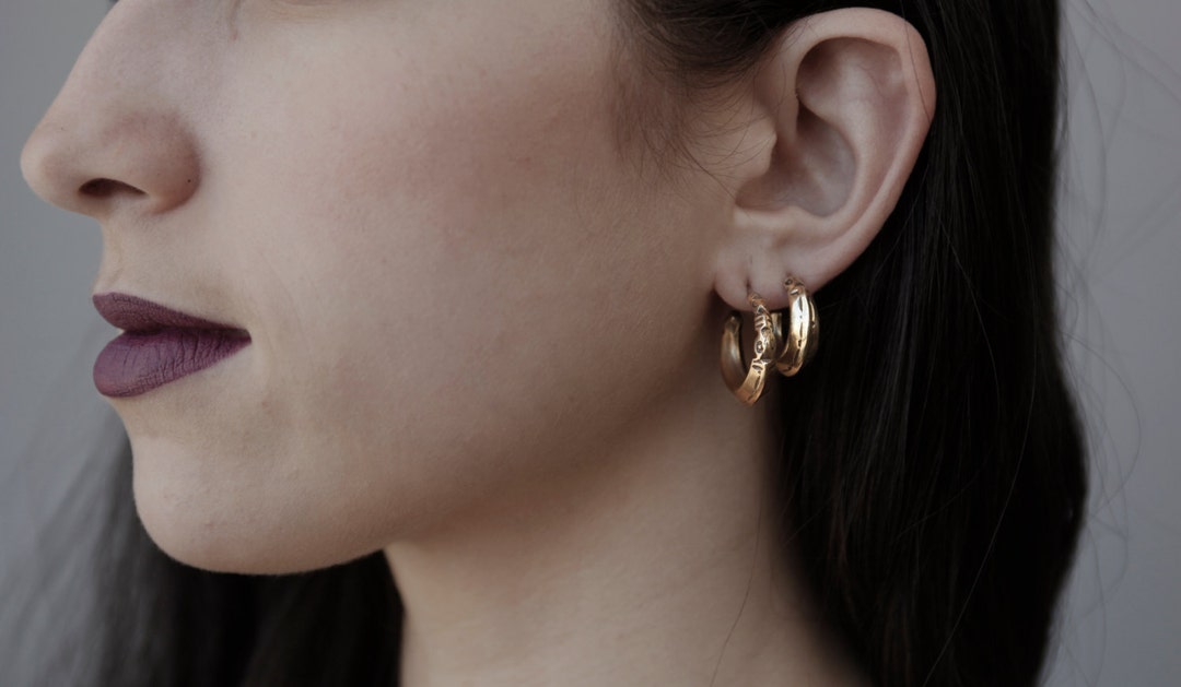 Tuareg Engraved Stacking Hoop Earrings With a Sterling Silver Ear Post ...