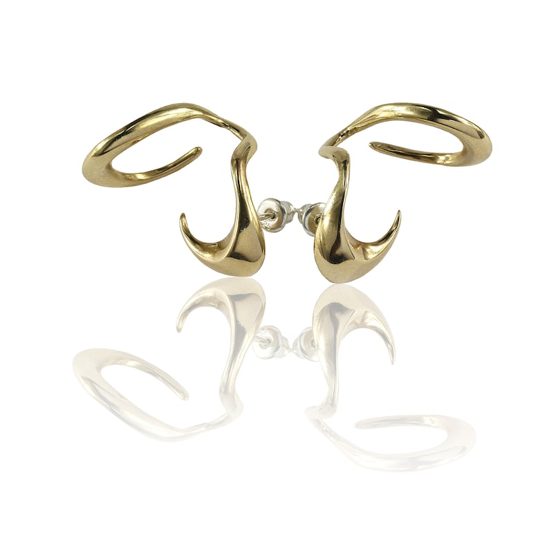 Lamar Gold Lobe Earrings Made in Bronze for Pierced Ears - Etsy