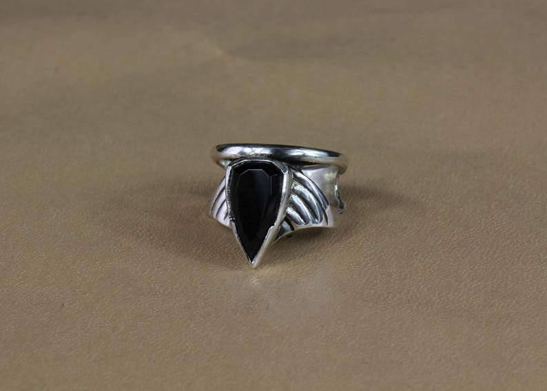 Arrow Ring Faceted Black Onyx Ring set on solid sterling | Etsy