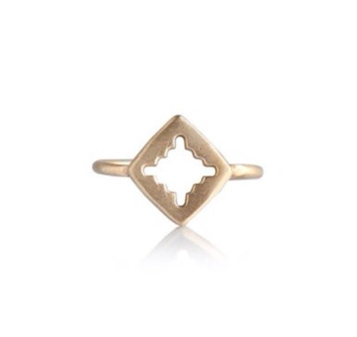 Geometric Dainty Gold Hamsa Hand Ring - Delicate Adjustable Bronze - Etsy