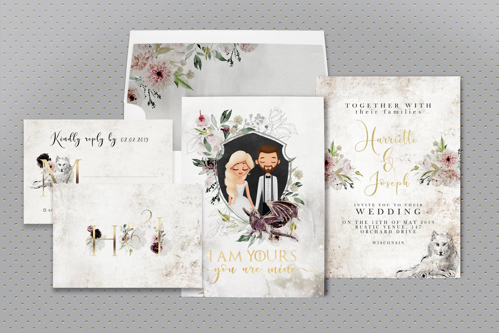 GOT Fantasy Inspired Wedding Invitation Custom Illustrated - Etsy