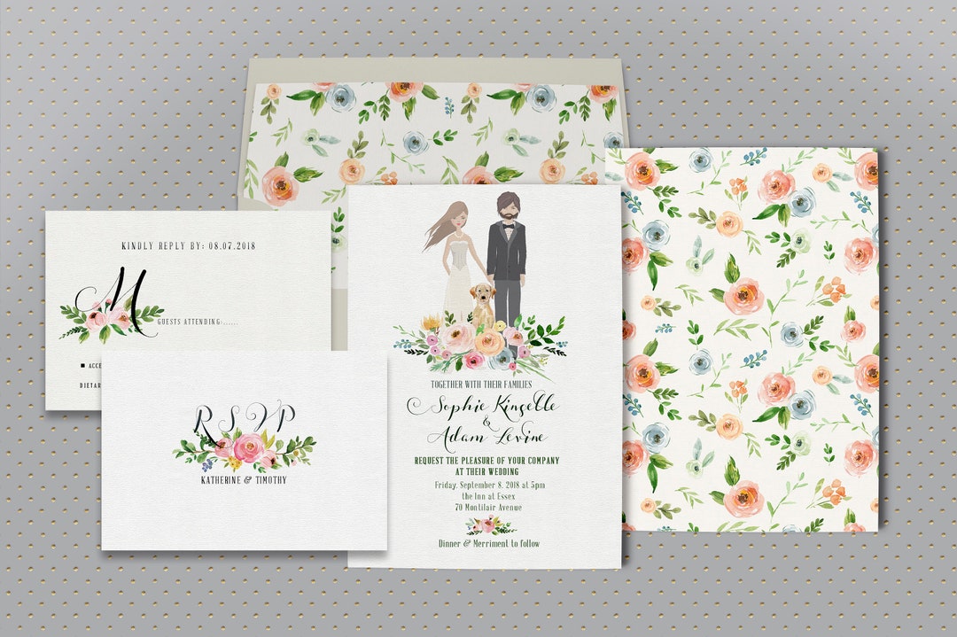 Illustrated Couple, Wedding Invitation, Couples Portrait, Unique ...