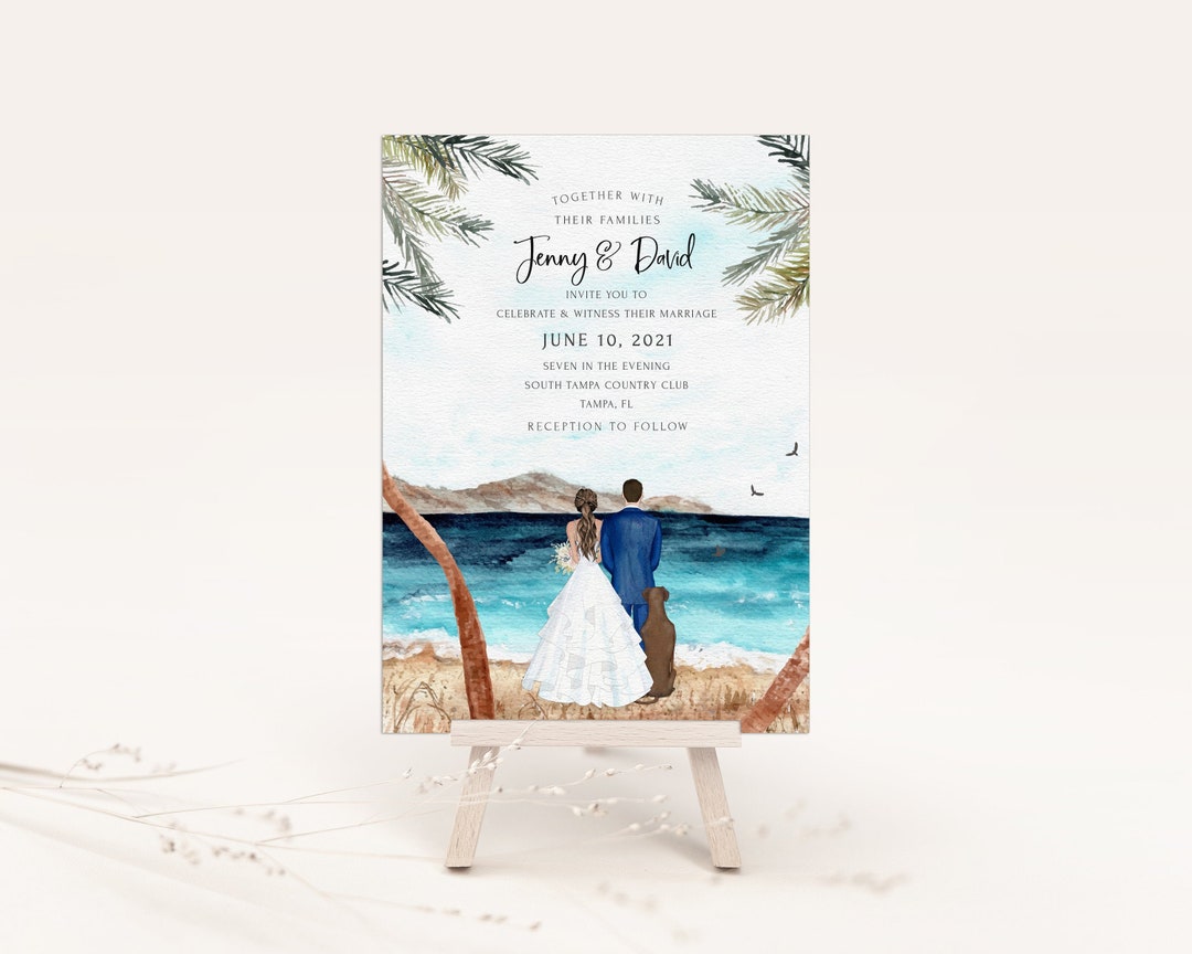 Personalized Beach Theme Invitation, Destination, Tropical Wedding ...