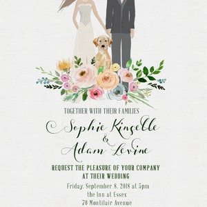 Illustrated Couple, Wedding Invitation, Couples Portrait, Unique ...