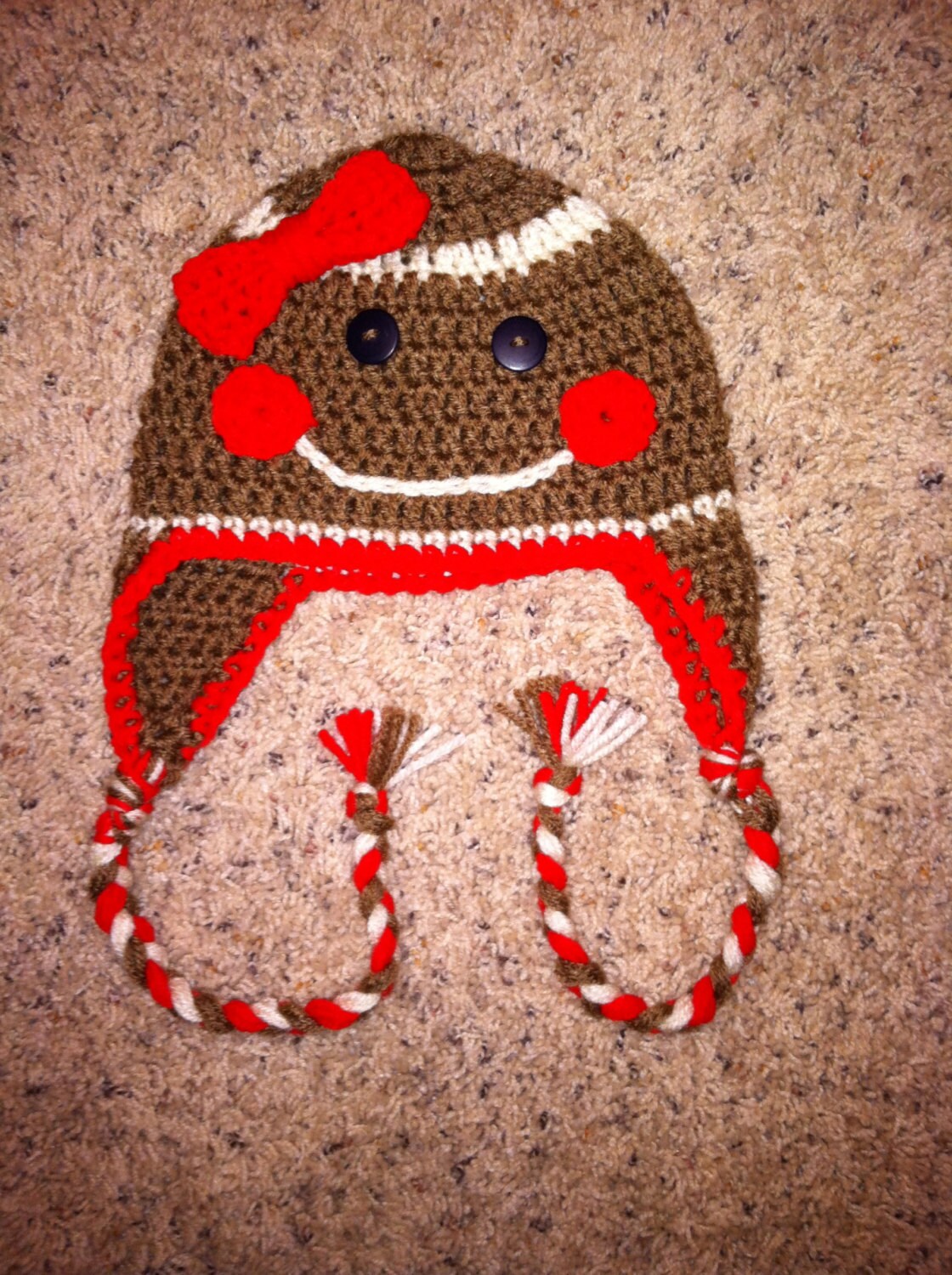 Child Crochet Pattern Gingerbread Hat / Beanie 3-6 Mo 6-12 - Etsy