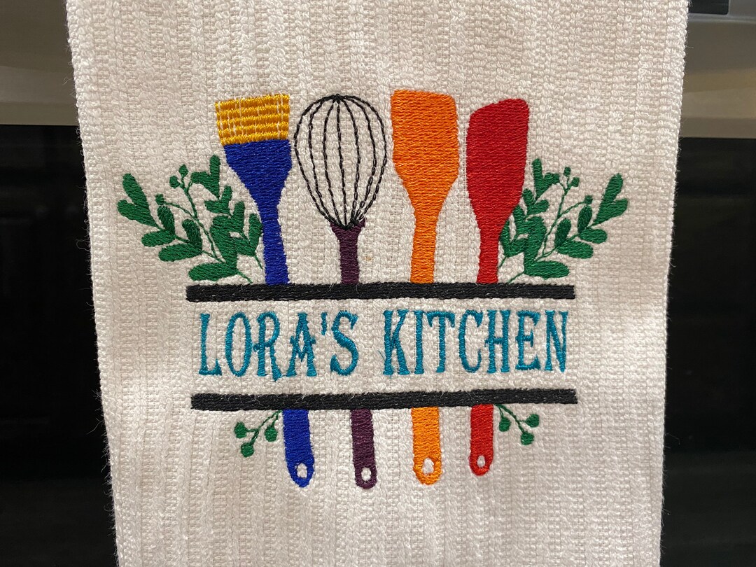 Kitchen Utensils Monogram Design, ITH Machine Embroidery, Kitchen ...