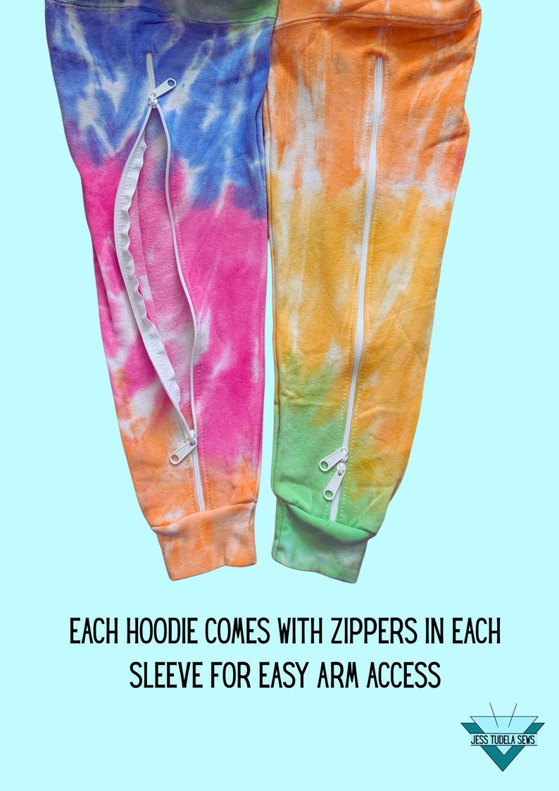 Tie Dye Adaptive Hoodies: Zippered Sleeve Access, Dialysis/chemo - Etsy
