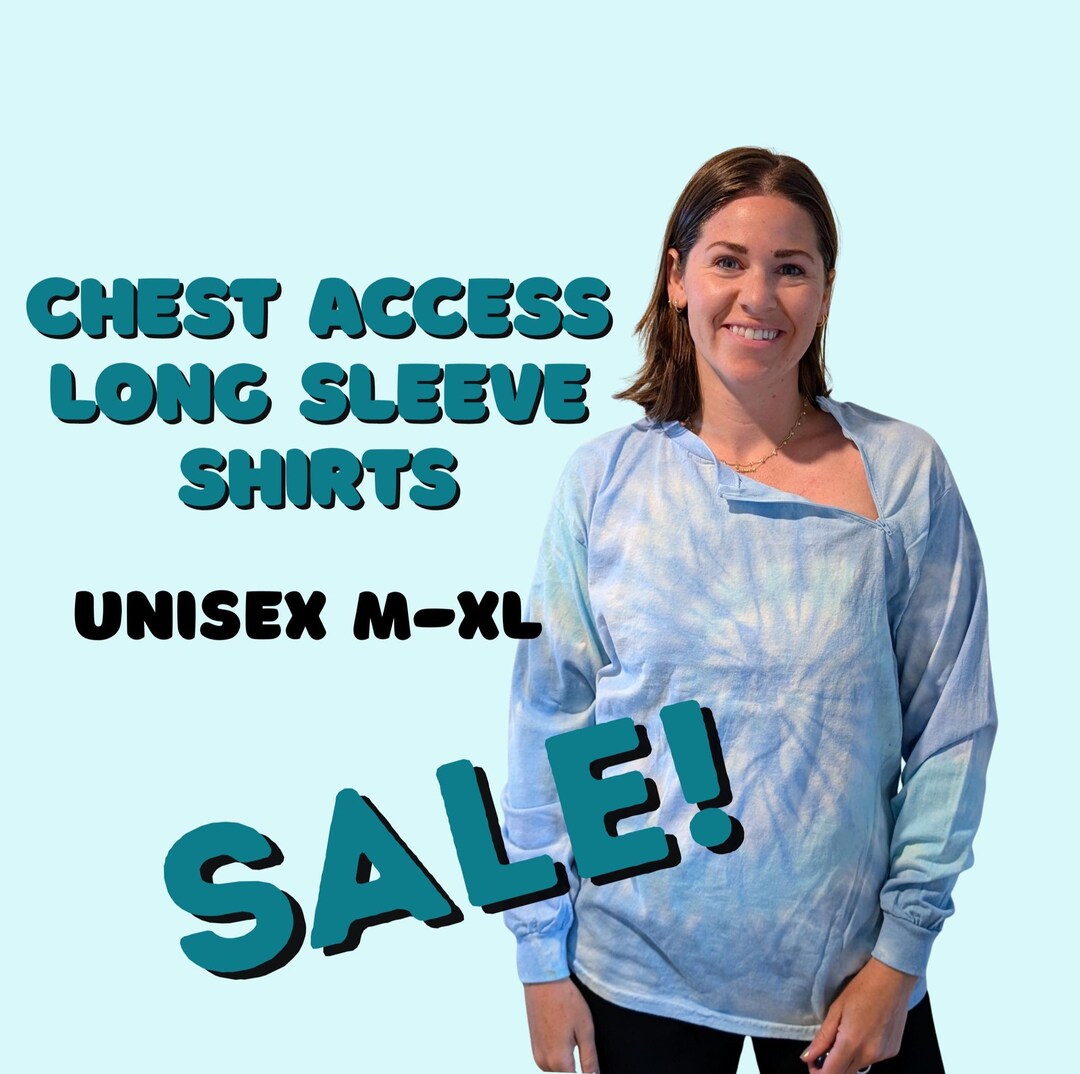 SALE! Chest Port Access Long Sleeve T-shirts: Cotton Unisex Tee With ...