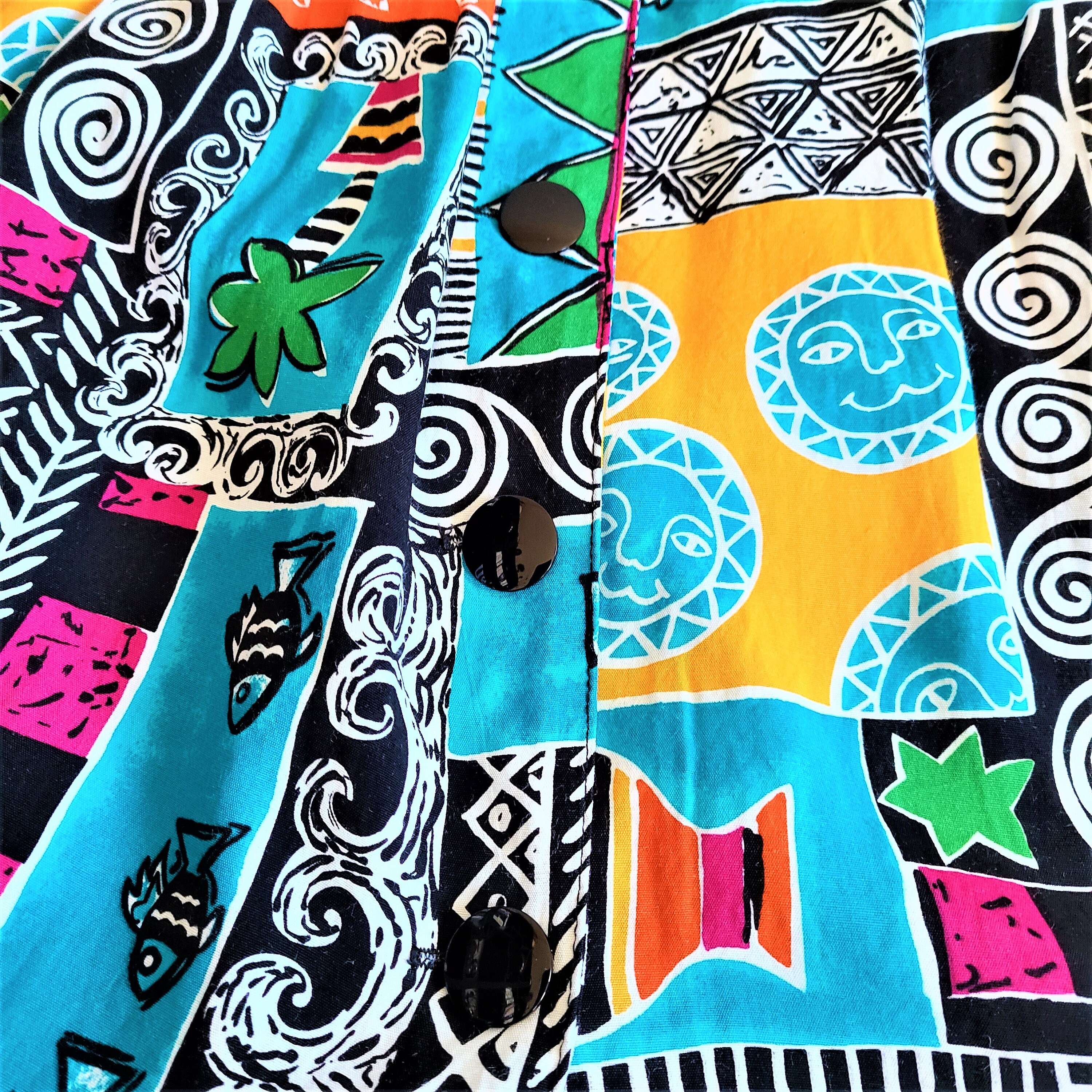 Vintage Eric Ryan Sport Vibrant Colors Abstract Geometric Design Button ...