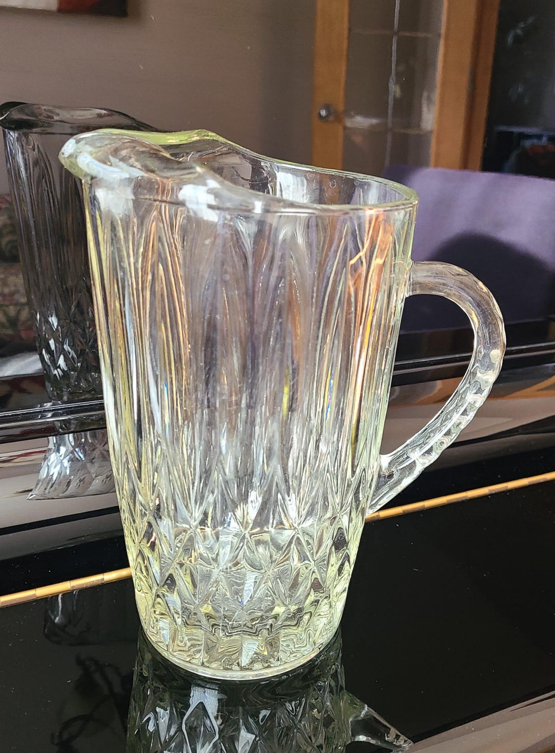 Vintage Anchor Hocking Glass Crown Point Pattern Diamond Design Clear ...