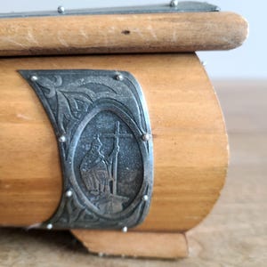 Vintage Large Varsovia Wooden Jewelry Box With Pewter Metal Details ...
