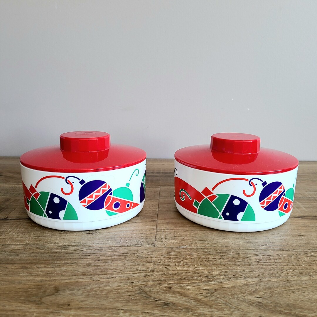 Vintage Christmas Tupperware Candy Bowls With Red Lids. Christmas ...