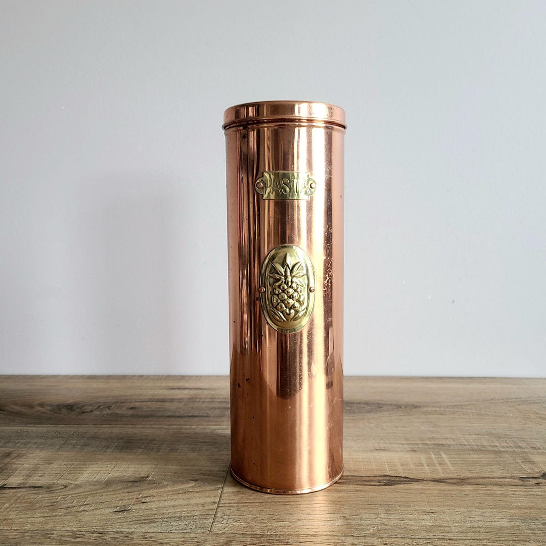 Vintage 1970s-1980s Copper Pasta Tall Long Container With Brass Details ...