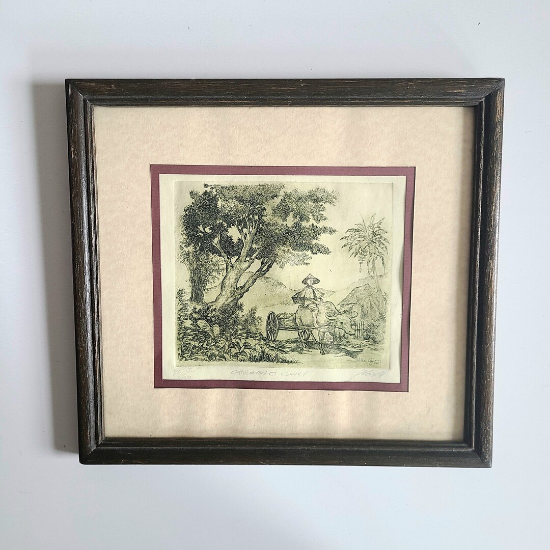 Vintage Signed Print by Alex Uy. 95/100. Signed Art. Framed Matted Art ...