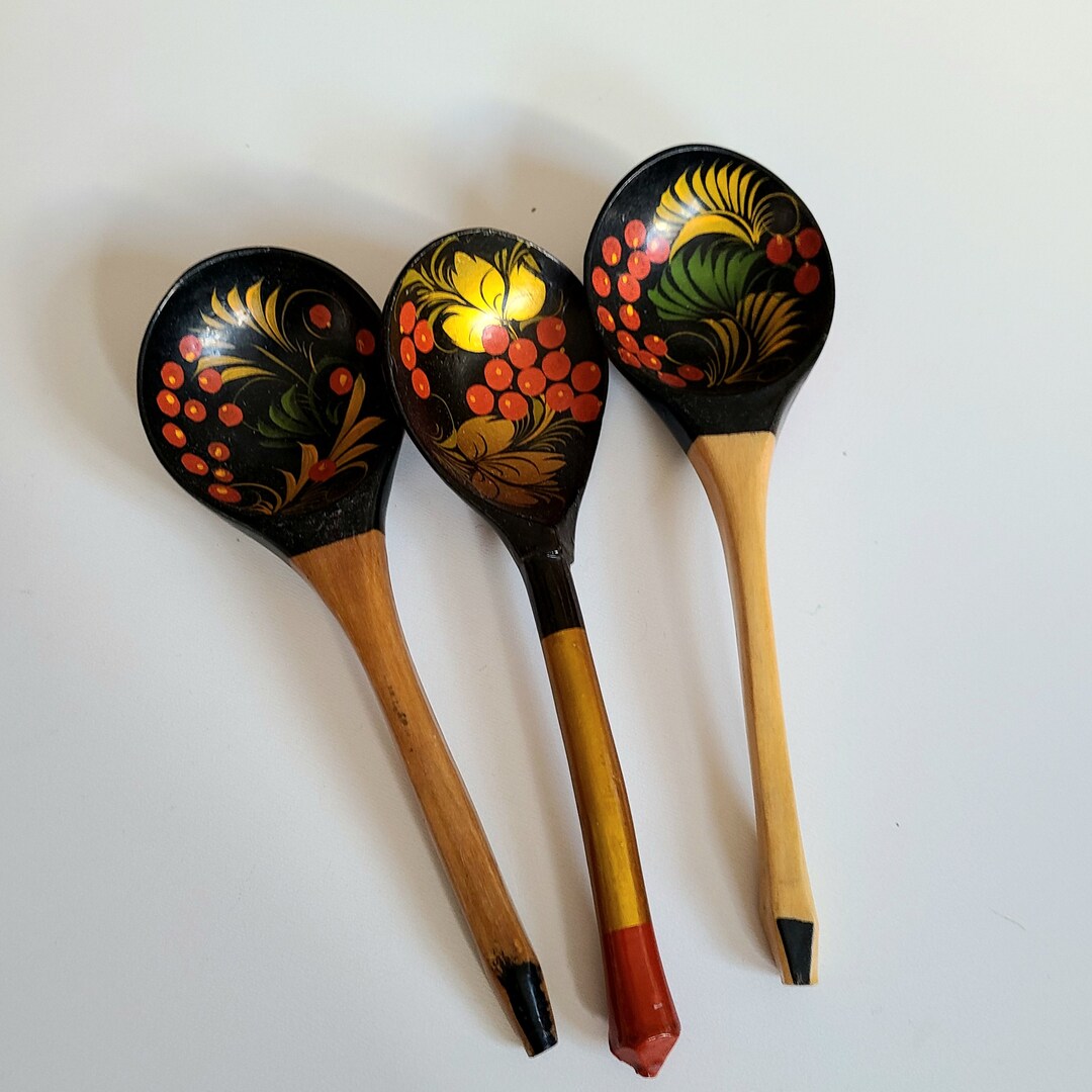 3 Russian Vintage 1980s-1990s Traditional Wooden Hand Painted - Etsy