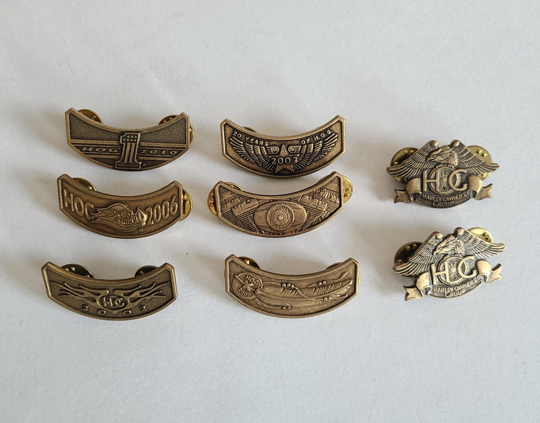 Vintage Harley Davidson HOG Motorcycle Pins. Set of 8 - Etsy