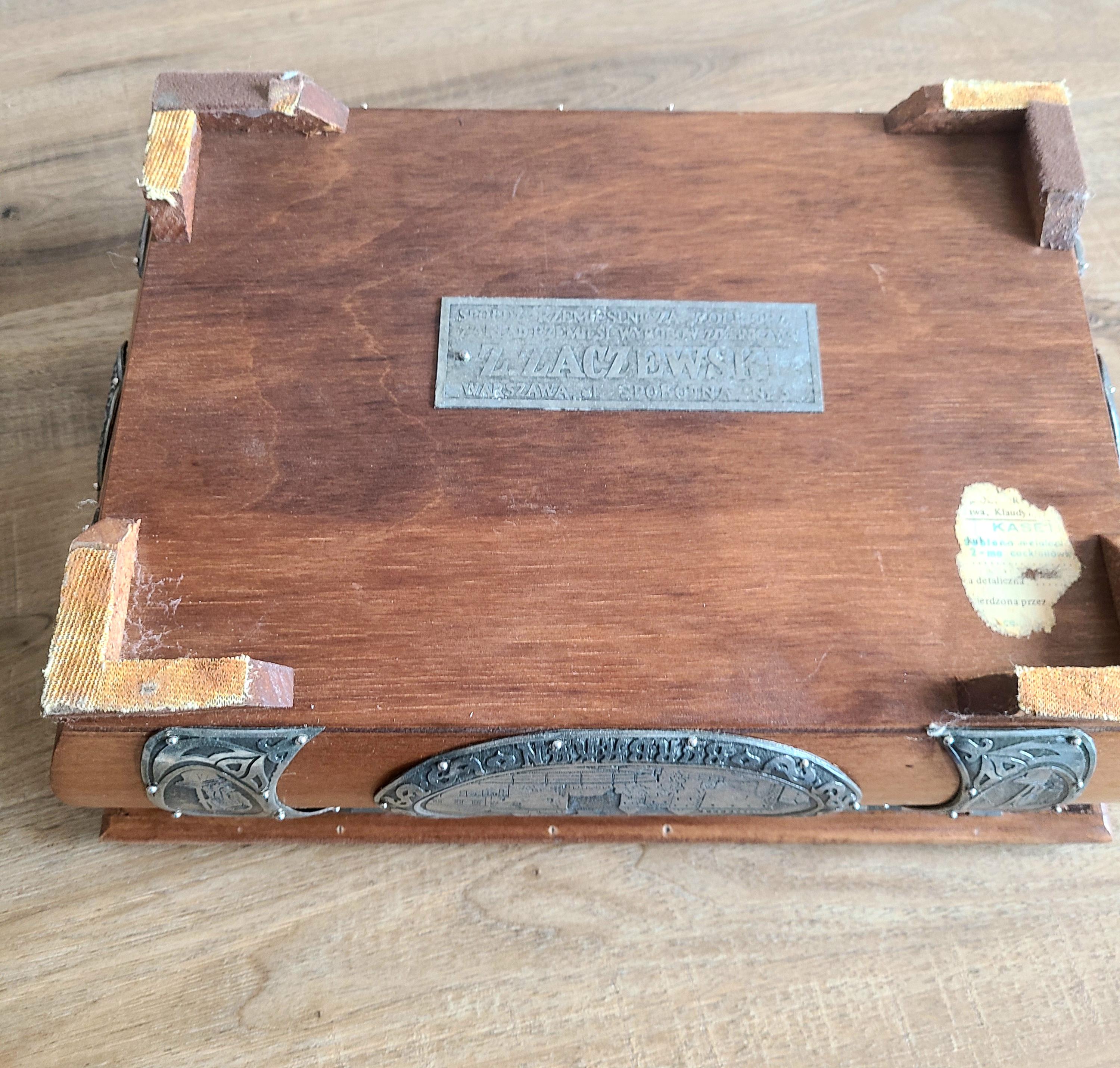 Vintage Large Varsovia Wooden Jewelry Box With Pewter Metal Details ...