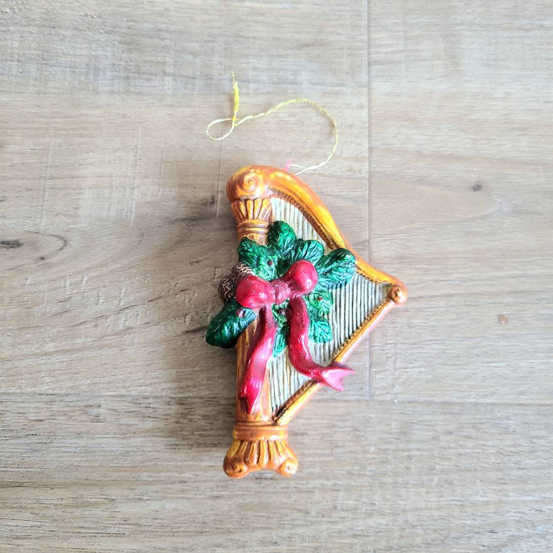 Vintage 1990s Plastic Harp Christmas Ornament Decoration. Music Lovers ...