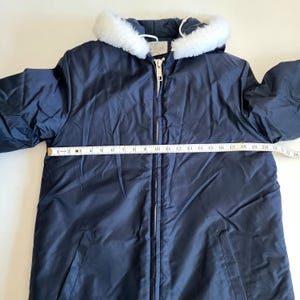 Vintage 1970s 1980s Kmart Dark Blue Winter Jacket With Hood and White ...