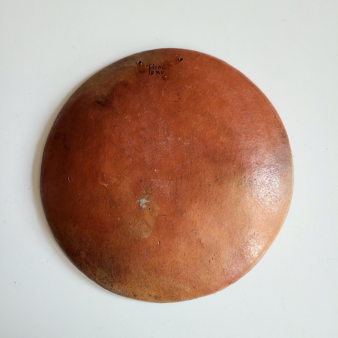 Pisac Peru Hand Painted Red Clay Wall Plate With Abstract Design ...