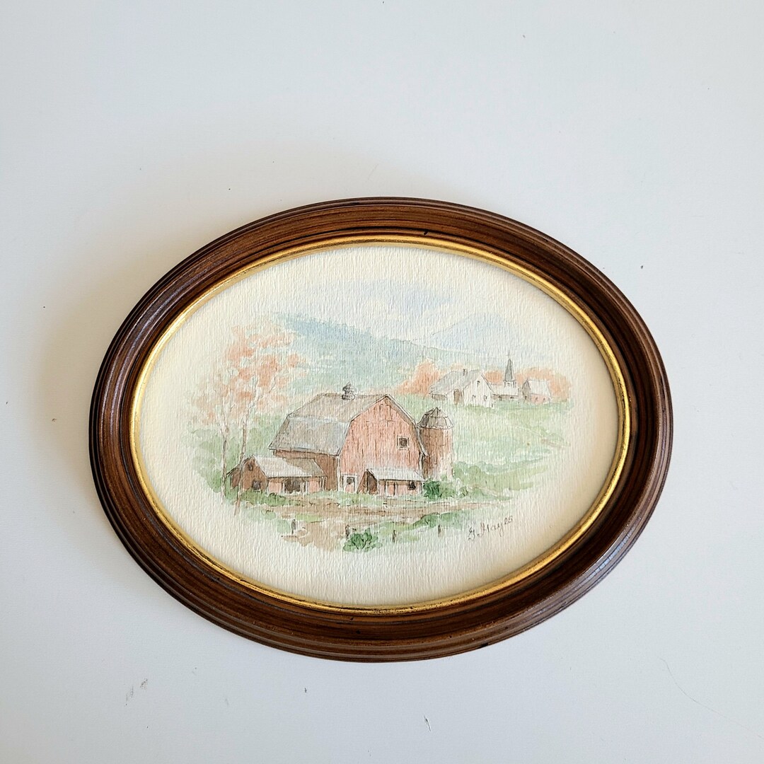 Original Watercolor Painting Signed by G. Haynes. Landscape. Barn ...