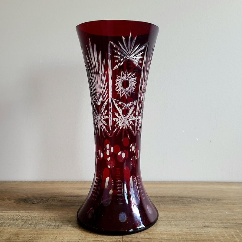 Ruby Red Vase - Etsy