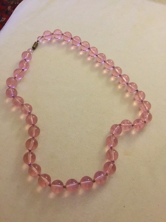 Pink lucite beads made in Western Germany - Gem