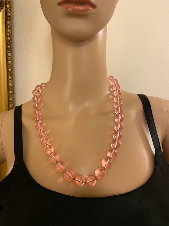 Pink lucite beads made in Western Germany - Gem